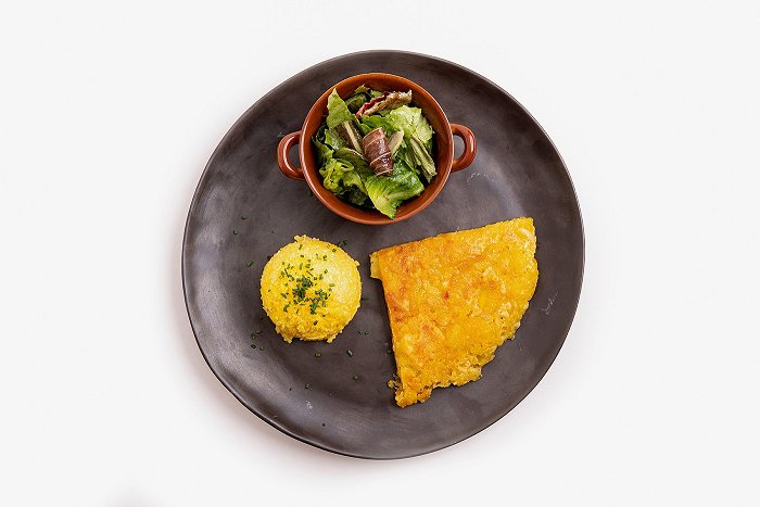 Frika with polenta and salad • Soča Valley Finest